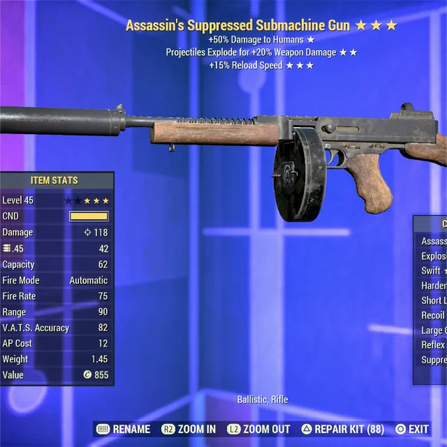 AE FR Submachine Gun - Fallout 76 Game Item - Gameflip