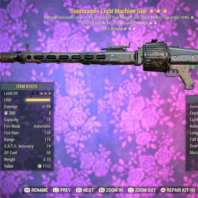 GourE RW Light Machine Gun LMG - Fallout 76 Game Item - Gameflip