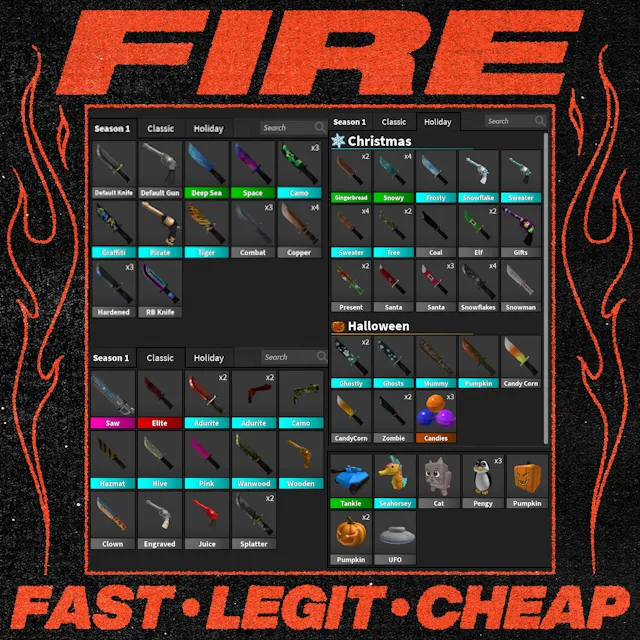 MM2 INVENTORY - Murder Mystery 2 Game Item - Gameflip