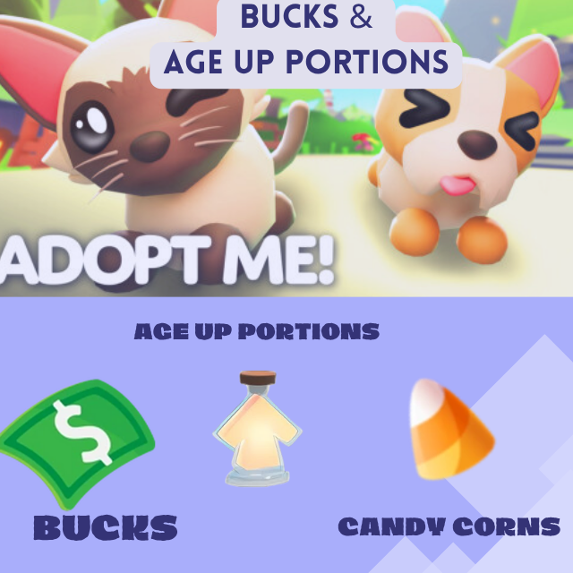 905k candy Corns, 68k Bucks, x17 age up portions - Adopt Me Game Item ...