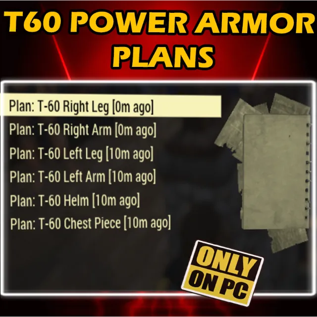 T60 POWER ARMOR PLANS - Fallout 76 Game Items - Gameflip