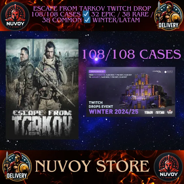 ESCAPE FROM TARKOV TWITCH DROP 108/108 CASES ☑️ 32 Epic / 38 Rare / 38 ...