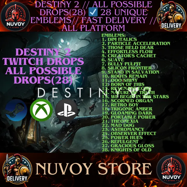 DESTINY 2 Twitch Drops ALL POSSIBLE DROPS(28) 28 UNIQUE EMBLEMS // ALL ...