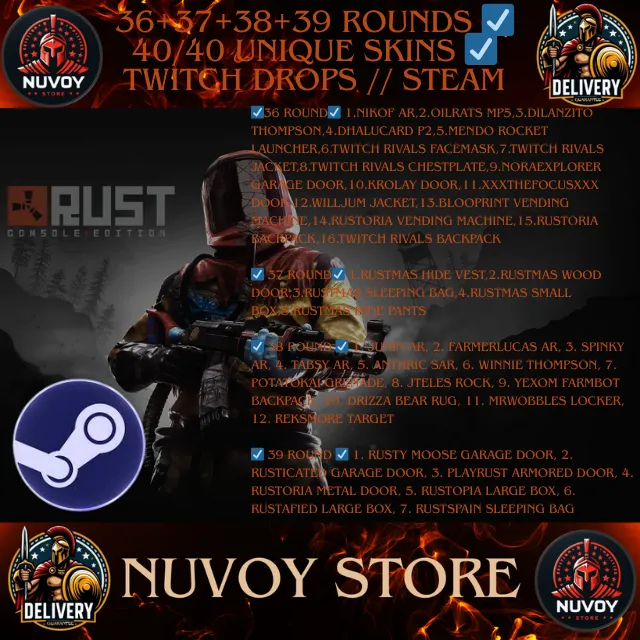 RUST // 36+37+38+39 ROUNDs ☑️ 40/40 unique skins ☑️ TWITCH DROPS ...