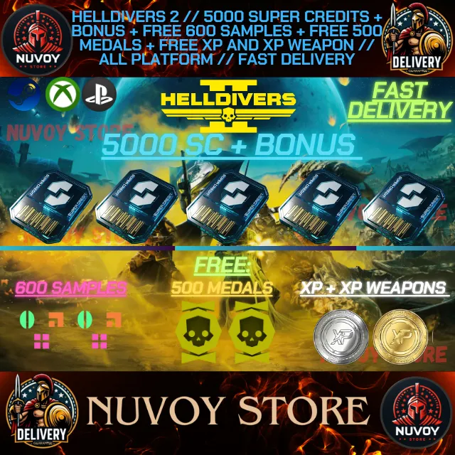HELLDIVERS 2 // 5000 SUPER CREDITS + FREE = 600 SAMPLES + 500 MEDALS ...