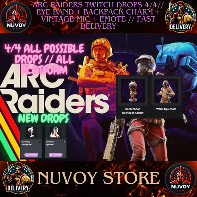 ARC Raiders Twitch Drops 4/4// EYE BAND + BACKPACK CHARM + VINTAGE MIC ...