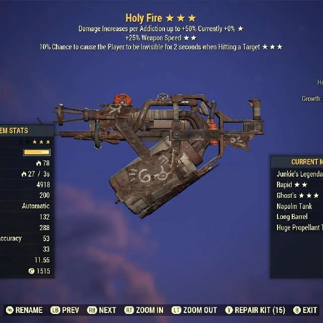 J25 Holy Fire - Fallout 76 Game Items - Gameflip