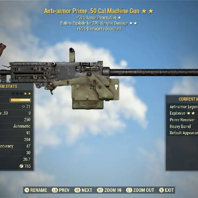 Weapon | AAE 50. Cal Machine Gun - Fallout 76 Game Items - Gameflip