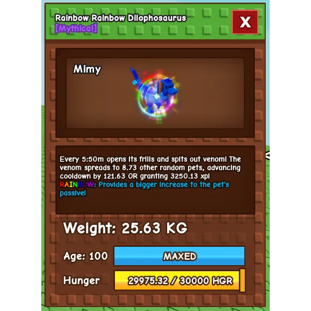 ⚡Rainbow Hatch Dilo Rainbow - Double Rainbow - 25.63 KG MAX AGE 100 | Fast Delivery ⚡ - Roblox ...