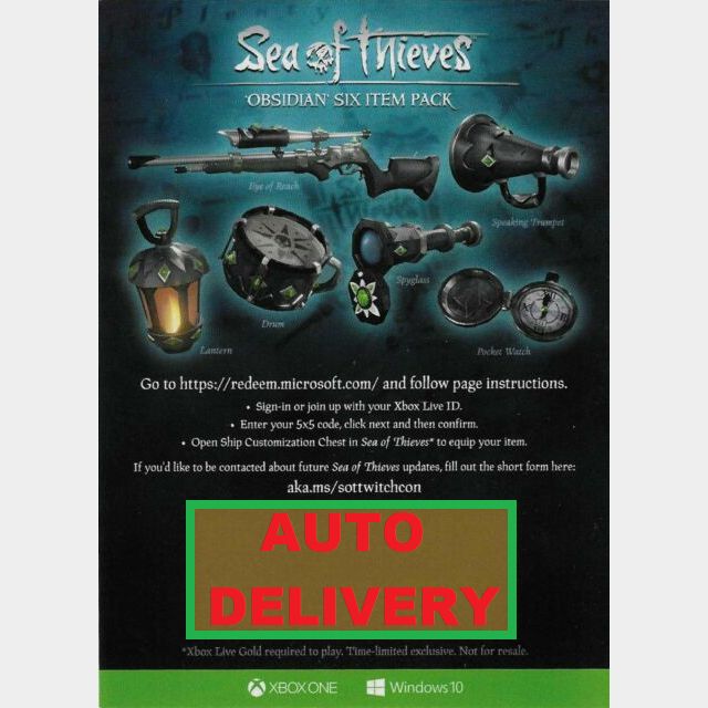 Sea of Thieves Obsidian Six Item Pack Set DLC Code | XBOX & PC | GLOBAL ...