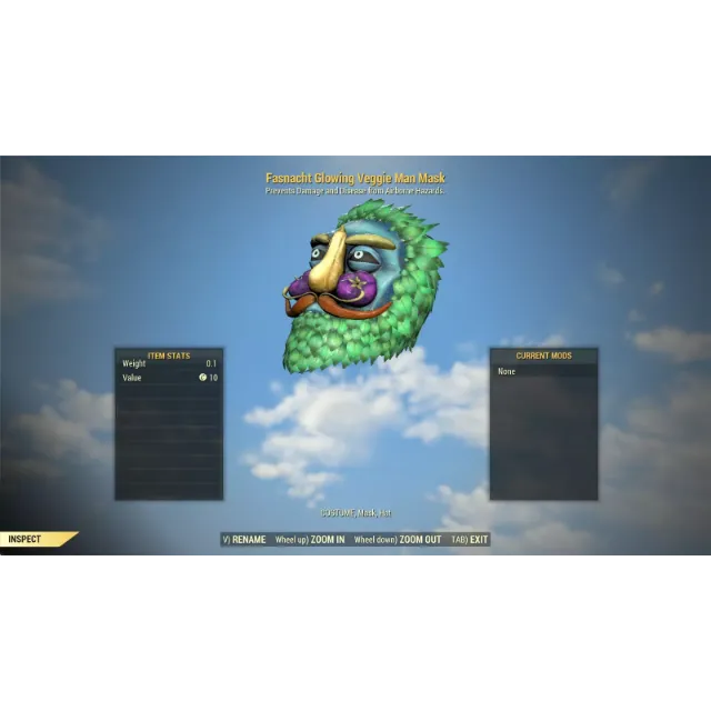 Fasnacht Glowing Veggie Man Mask - Fallout 76 Game Item - Gameflip