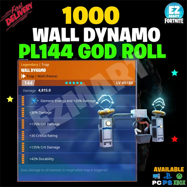 1,000x Wall Dynamo Traps PL144 - Fortnite Game Items - Gameflip
