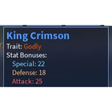Godly King Crimson - A Universal Time (AUT) - Roblox Game Item - Gameflip