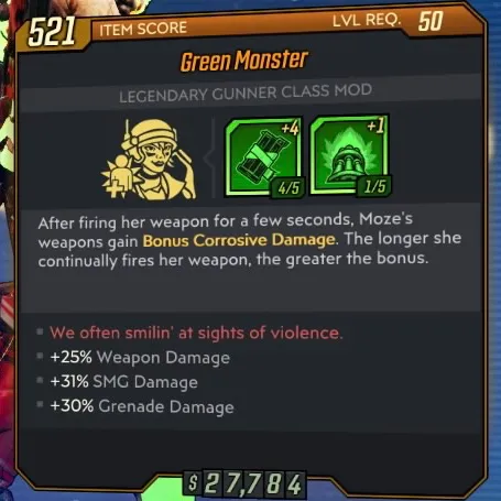 Class Mod | Green Monster Moze Mod - Borderlands 3 - PS4 Game Items ...