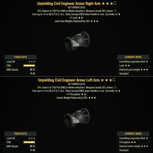 UNYIELDING CIVIL RA & LA - Fallout 76 Game Items - Gameflip
