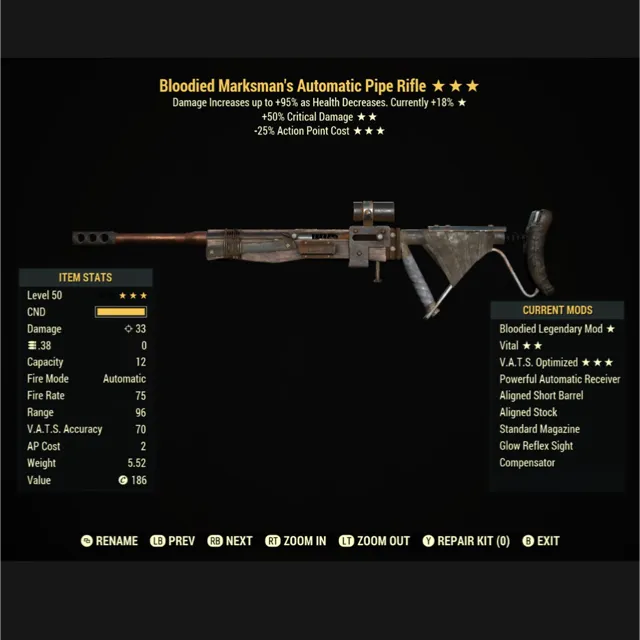 B5025 AUTO PIPE RIFLE - Fallout 76 Game Items - Gameflip