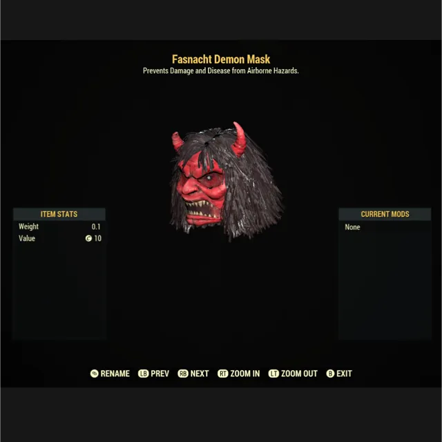 DEMON MASK - Fallout 76 Game Item - Gameflip