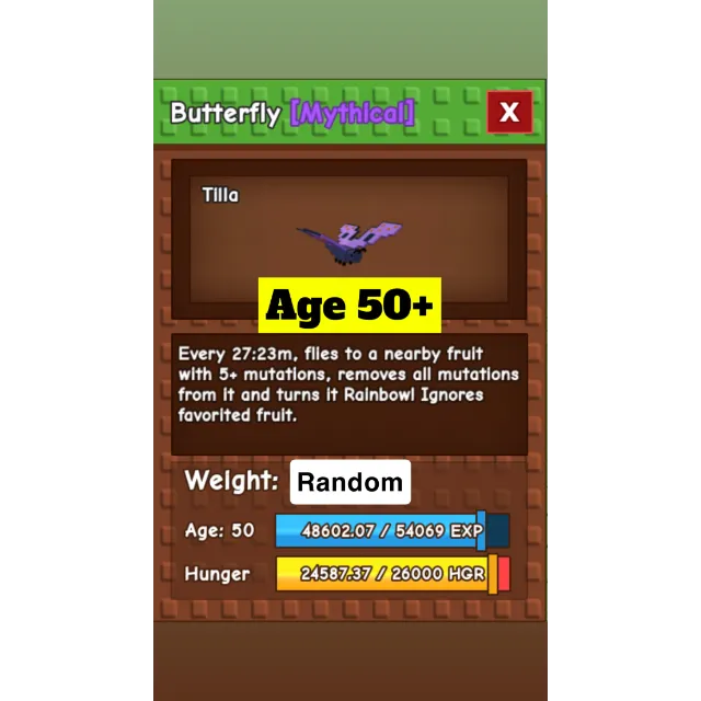 Butterfly Age 50 Grow a Garden - Grow a Garden Game Item - Gameflip
