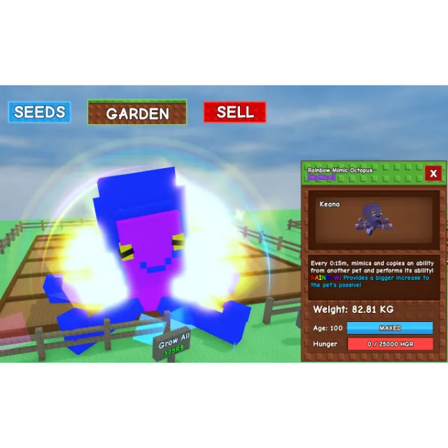 HUGE Rainbow Mimic Octopus Grow a Garden (82.81KG) (15s cooldown ...