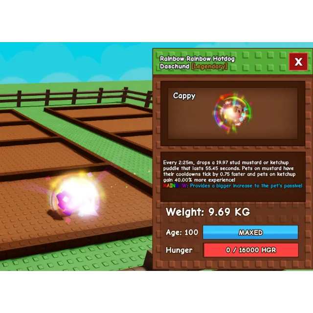 Rainbow Rainbow Hatched Hotdog Daschund - Grow a Garden Game Item ...