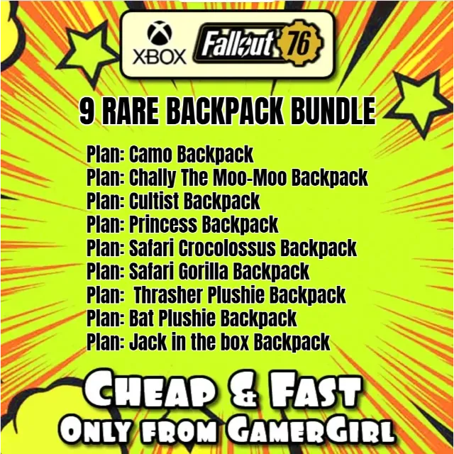9 Rare Backpack Plan Bundle - XBOX - Fallout 76 Game Item - Gameflip