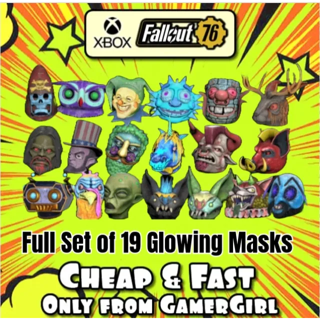 Full Set All 19 Fasnacht Glowing Mask Bundle XBOX - Fallout 76 Game ...