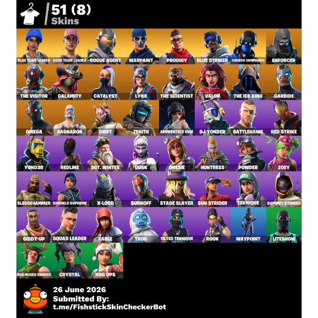 [PC/XBOX/PSN] 🔥 LEVEL 550 🔥 51 RARE SKINS 🔥BLUE TEAM LEADER 🔥 CALAMITY🔥 ...