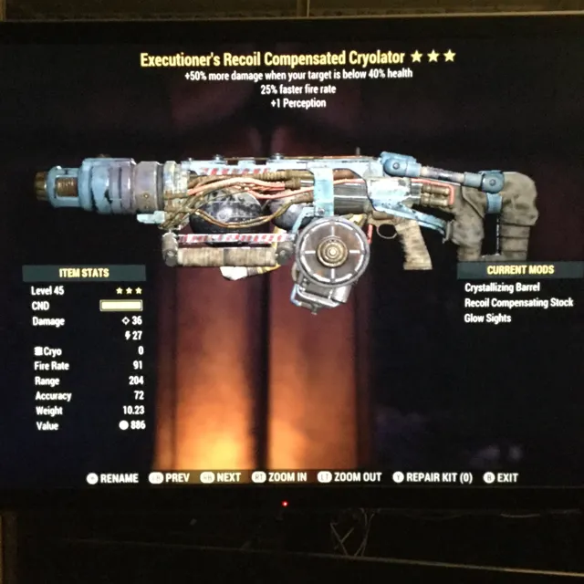 Weapon | executioners cryolator - Fallout 76 Game Item - Gameflip