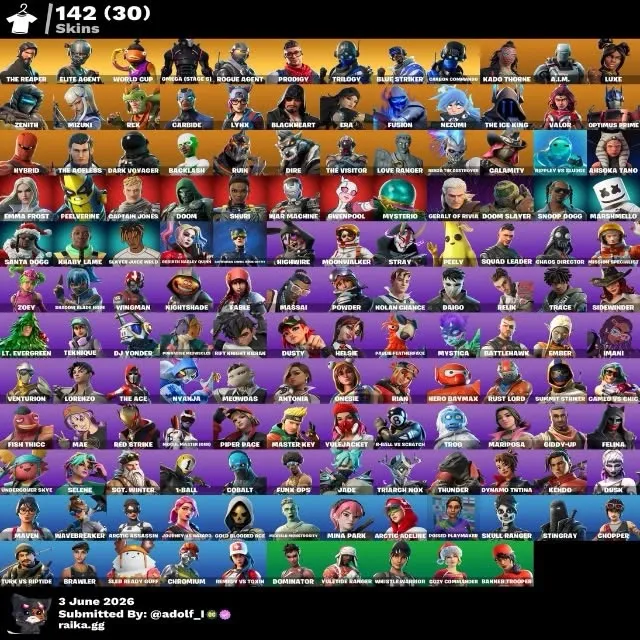 Fortnite account 142 skins | The Reaper | Elite Agent | WORLD CUP ...