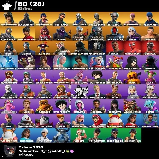 Fortnite account 80 skins | OG STW | OG Renegade Raider | Black Knight ...