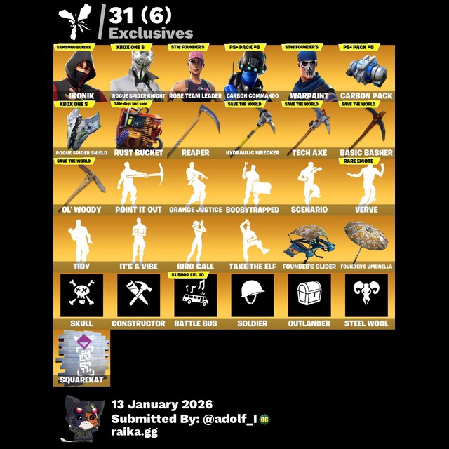 Fortnite 140 skins | OG STW | IKONIK | Rogue Spider Knight | Carbon ...