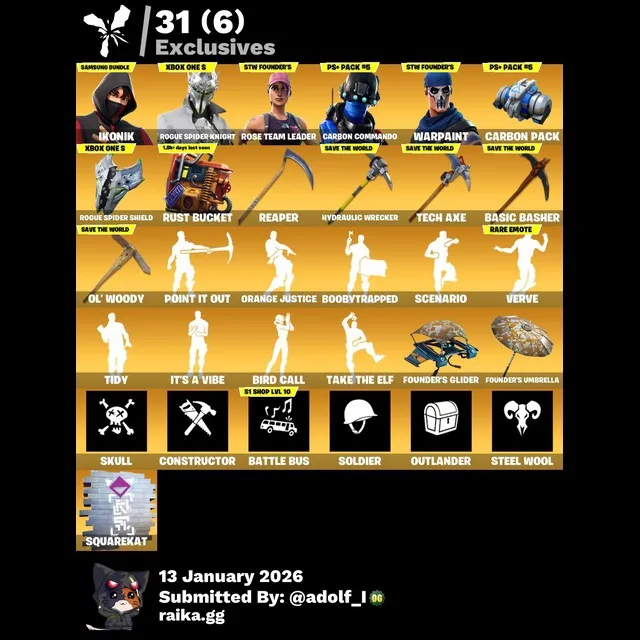 Fortnite 140 skins | OG STW | IKONIK | Rogue Spider Knight | Carbon ...