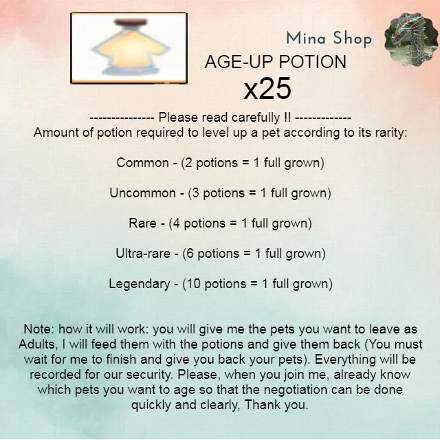 AGE-UP POTION - X25 - Adopt Me Game Item - Gameflip