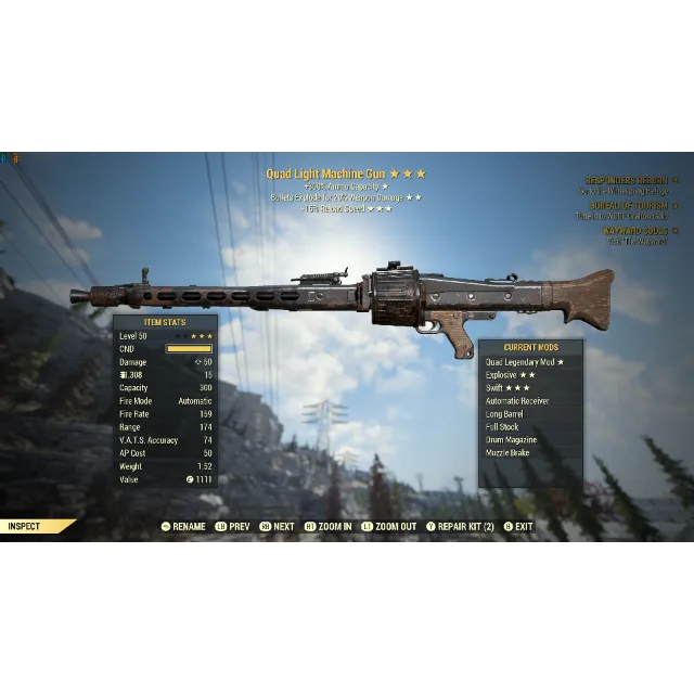 ligth machine gun lmg quad ex 15r - Fallout 76 Game Items - Gameflip