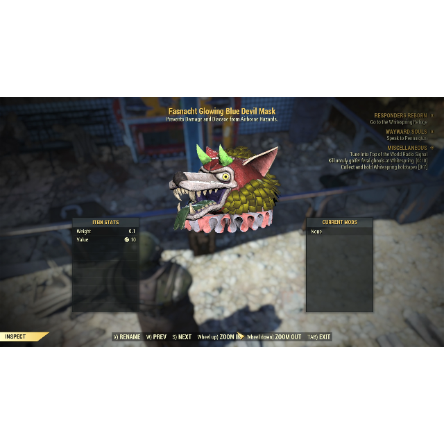 Fasnacht Glowing Blue Devil Mask - Fallout 76 Game Item - Gameflip