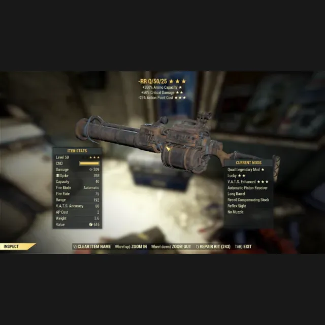 railway quad 50c 25vats - Fallout 76 Game Items - Gameflip