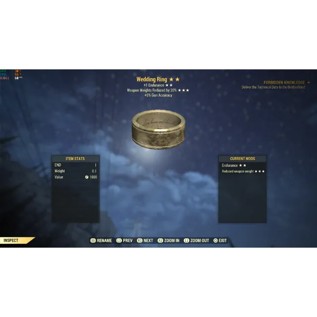 wedding ring +1 endurance wwr 5+ gun - Fallout 76 Game Items - Gameflip