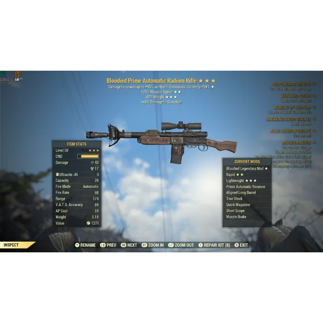 bloodied radium rifle 25 90 - Fallout 76 Game Item - Gameflip