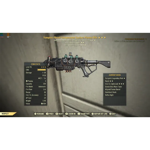 enclave plasma vampire epr 25 25 vat - Fallout 76 Game Items - Gameflip