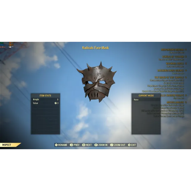 radicals face mask - Fallout 76 Game Item - Gameflip