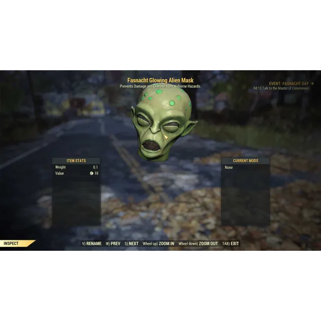 Fasnacht Glowing Alien Mask 2024 - Fallout 76 Game Items - Gameflip