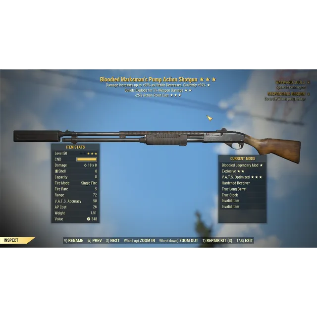 Pump Action Shotgun invalid item - Fallout 76 Game Item - Gameflip