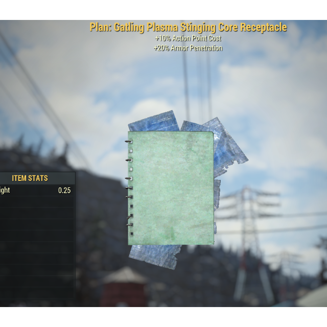 Plan: Gatling Plasma Stinging Core Receptacle - Fallout 76 Game Items ...