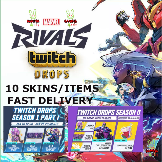 Marvel Rivals TWITCH DROPS 10 SKINS/ITEMS - Marvel Rivals Game Item ...