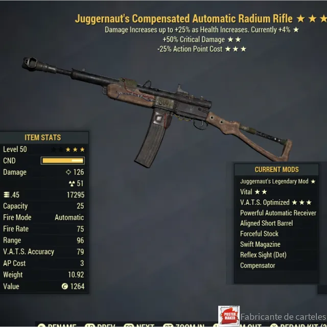 J5025 Rifle Radium (JUGGERNAUT) - Fallout 76 Game Items - Gameflip