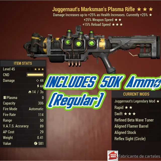 Juggernaut 2515 Rifle Plasma + Ammo - Fallout 76 Game Items - Gameflip