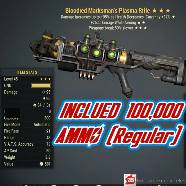 B2550 Rifle Plasma / Bloodied + Ammo - Fallout 76 Game Items - Gameflip