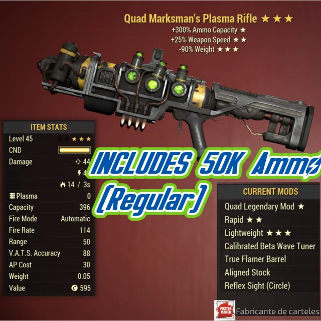 Q2590 Rifle Plasma + 50k Ammo - Fallout 76 Game Items - Gameflip