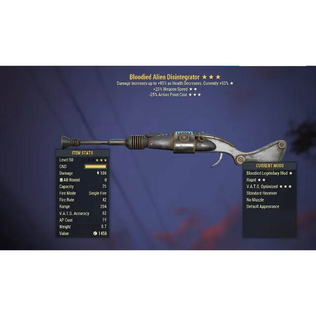 BLOODIED ALIEN DISINTEGRATOR 25/25 - Fallout 76 Game Items - Gameflip