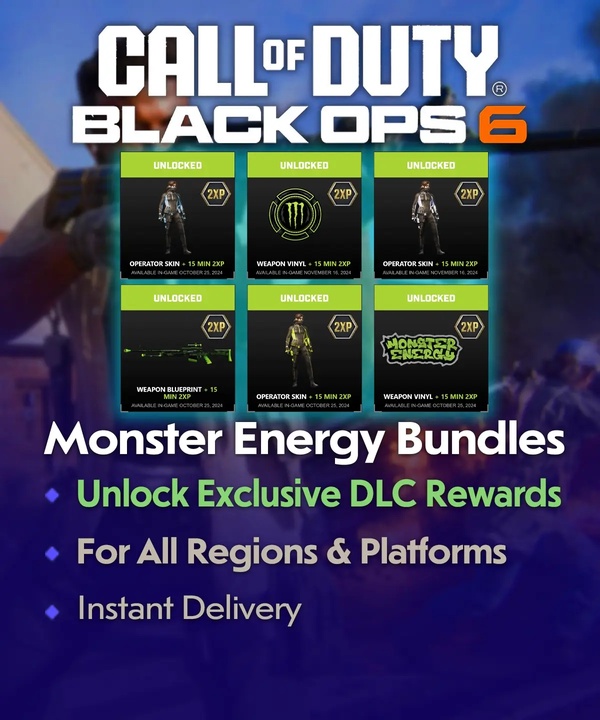 Black Ops 6 - Exclusive Monster Energy Bundle x6 + 2 HOURS DOUBLE XP ...
